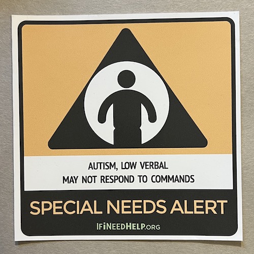If I Need Help - Autism - Down Syndrome - Dementia - Safety
